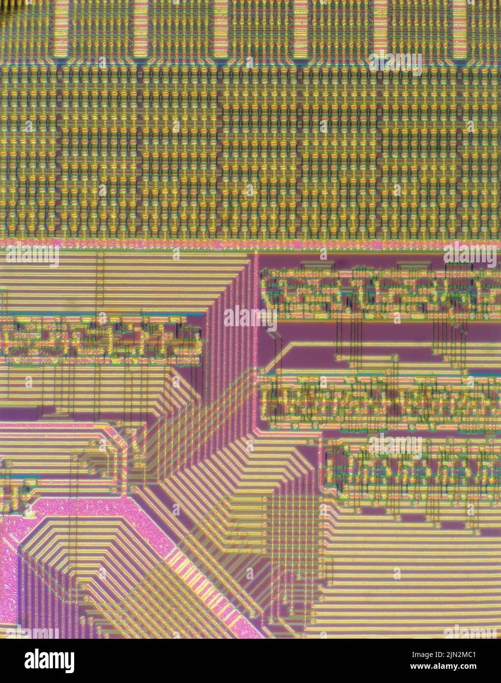A scan from an electron microscope of an integrated circuit on a wafer ...