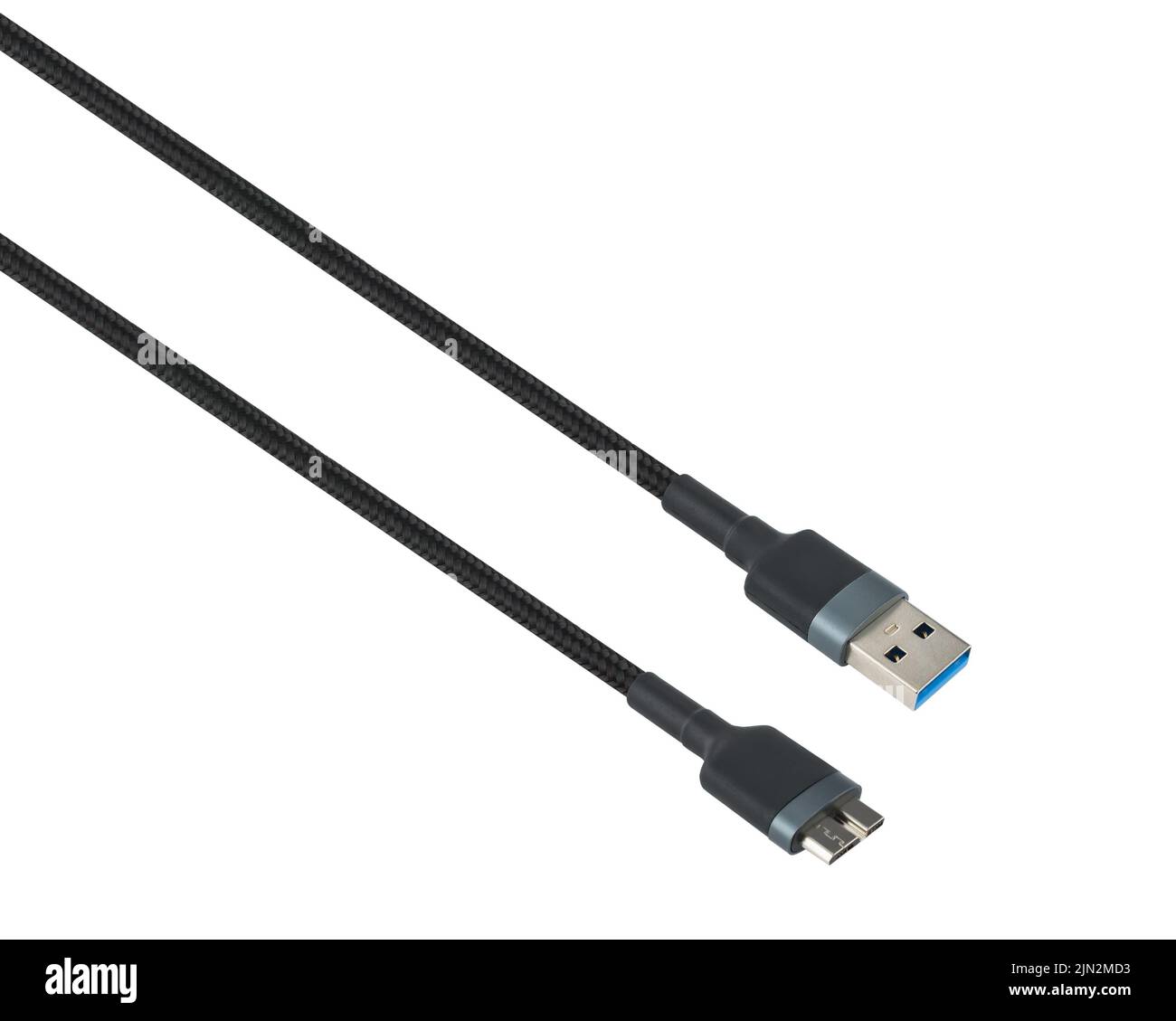 cable with USB and Micro-B connector, isolated on white background ...