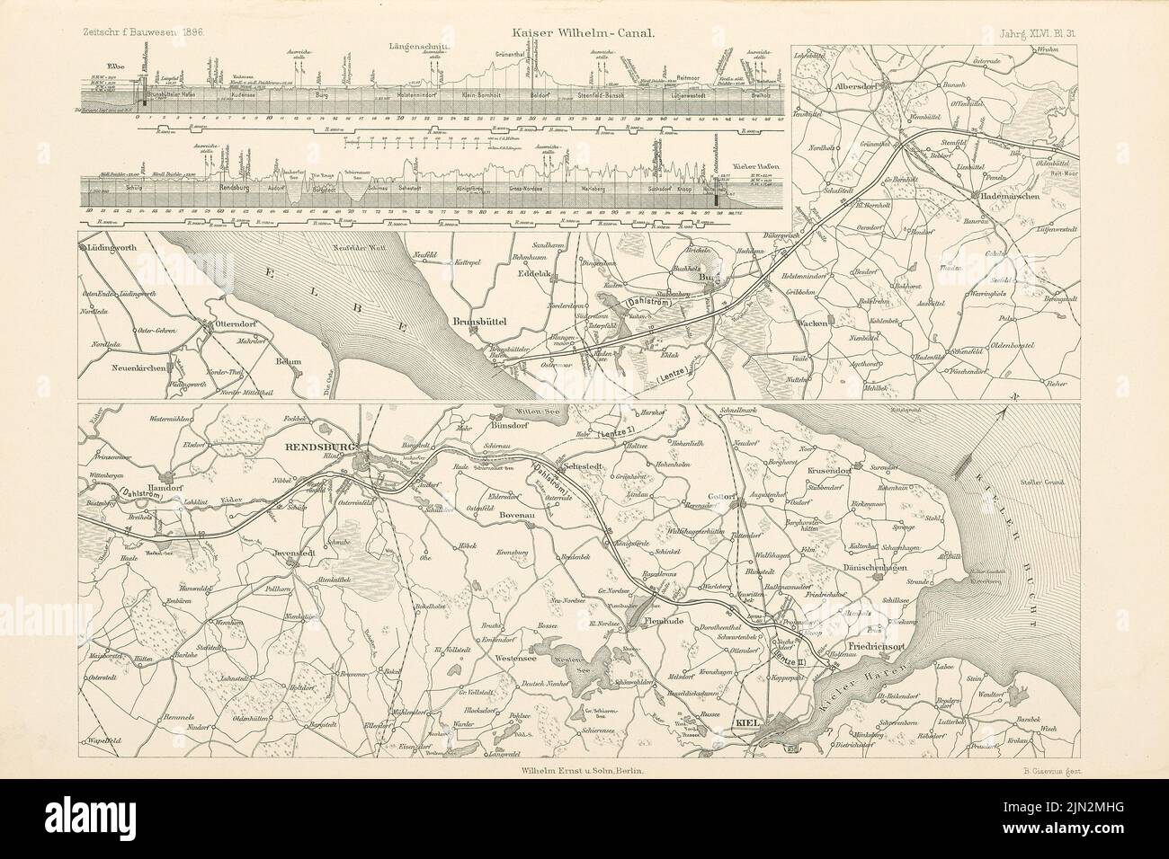 Kaiser-Wilhelm-Canal (North Ostsee Canal): Overview maps (from: Atlas to the magazine for ...