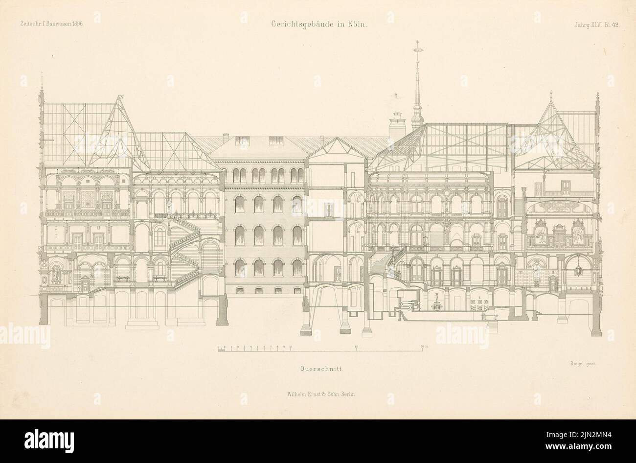 Courtive building, Cologne: cross -section (from: Atlas to the magazine ...