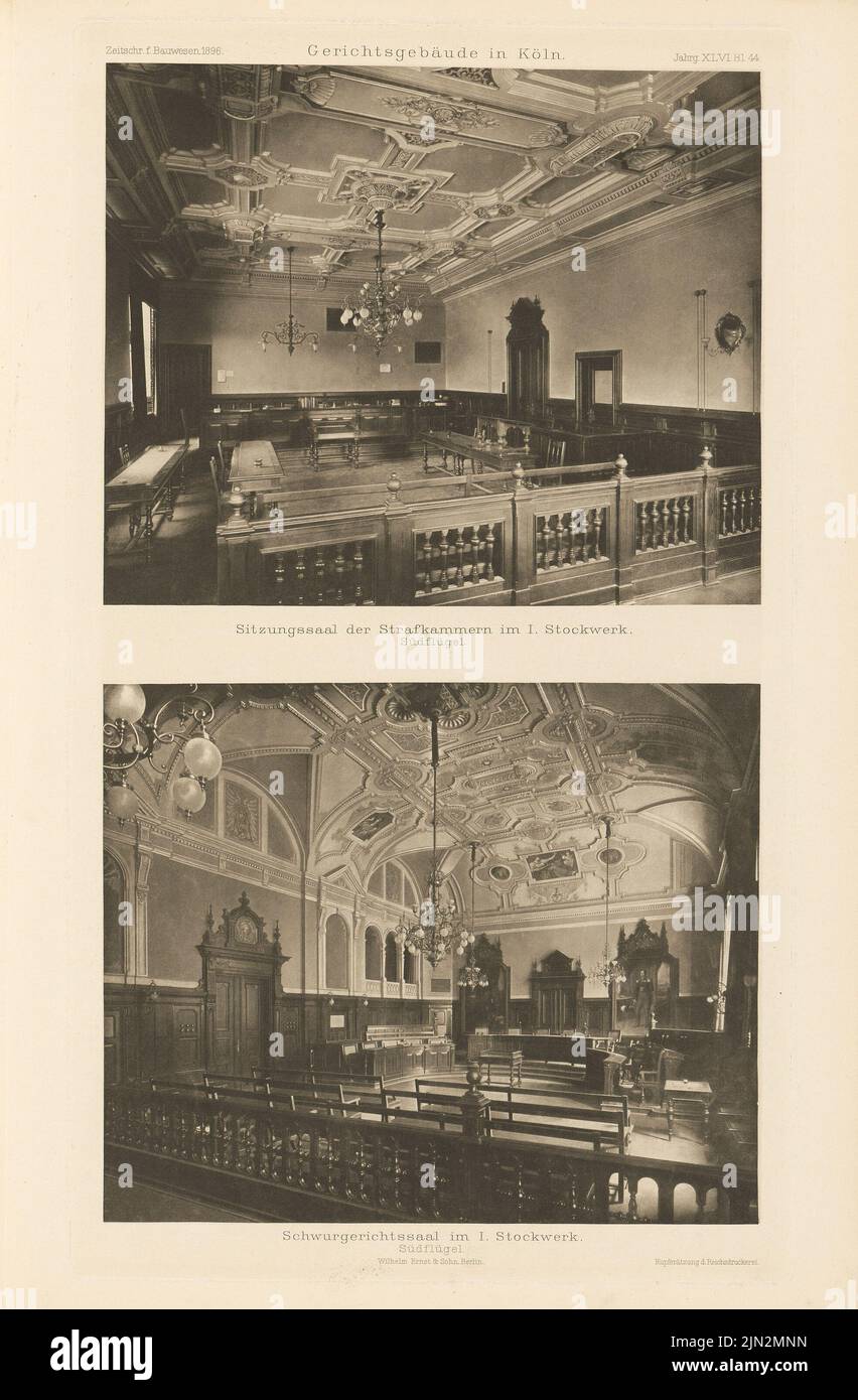 Courtive building, Cologne: Interior views of the Criminal Chamber and ...