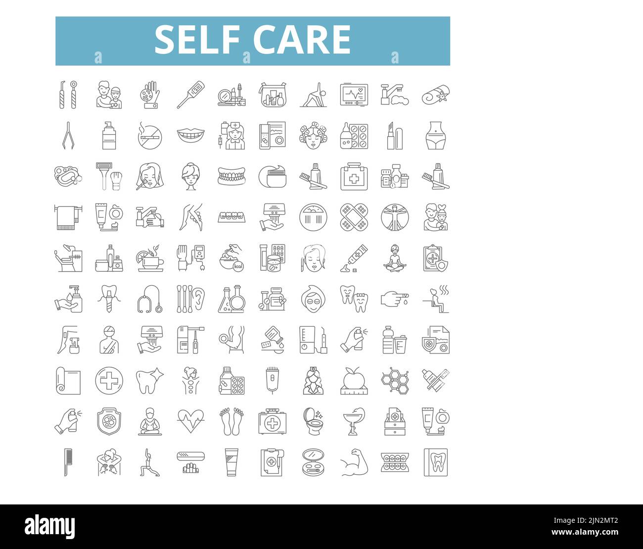 Self care icons, line symbols, web signs, vector set, isolated ...