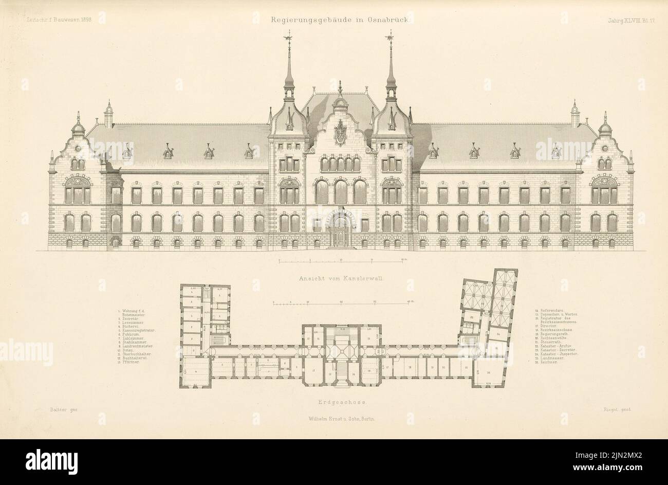 Government building, Osnabrück: View, Grundriss eG (from: Atlas to the ...