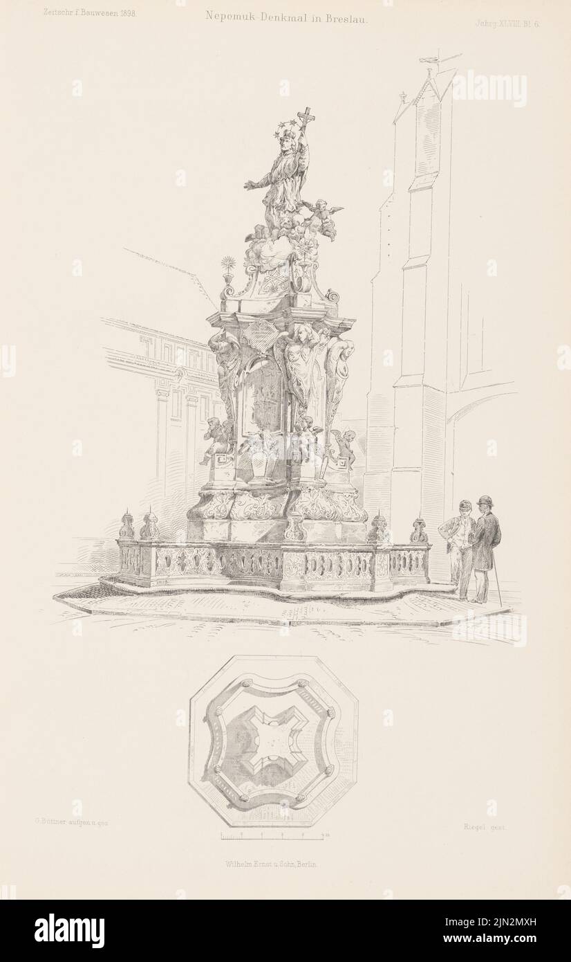 Nepomuk monument, Breslau: Perspective view, floor plan (from: Atlas to ...