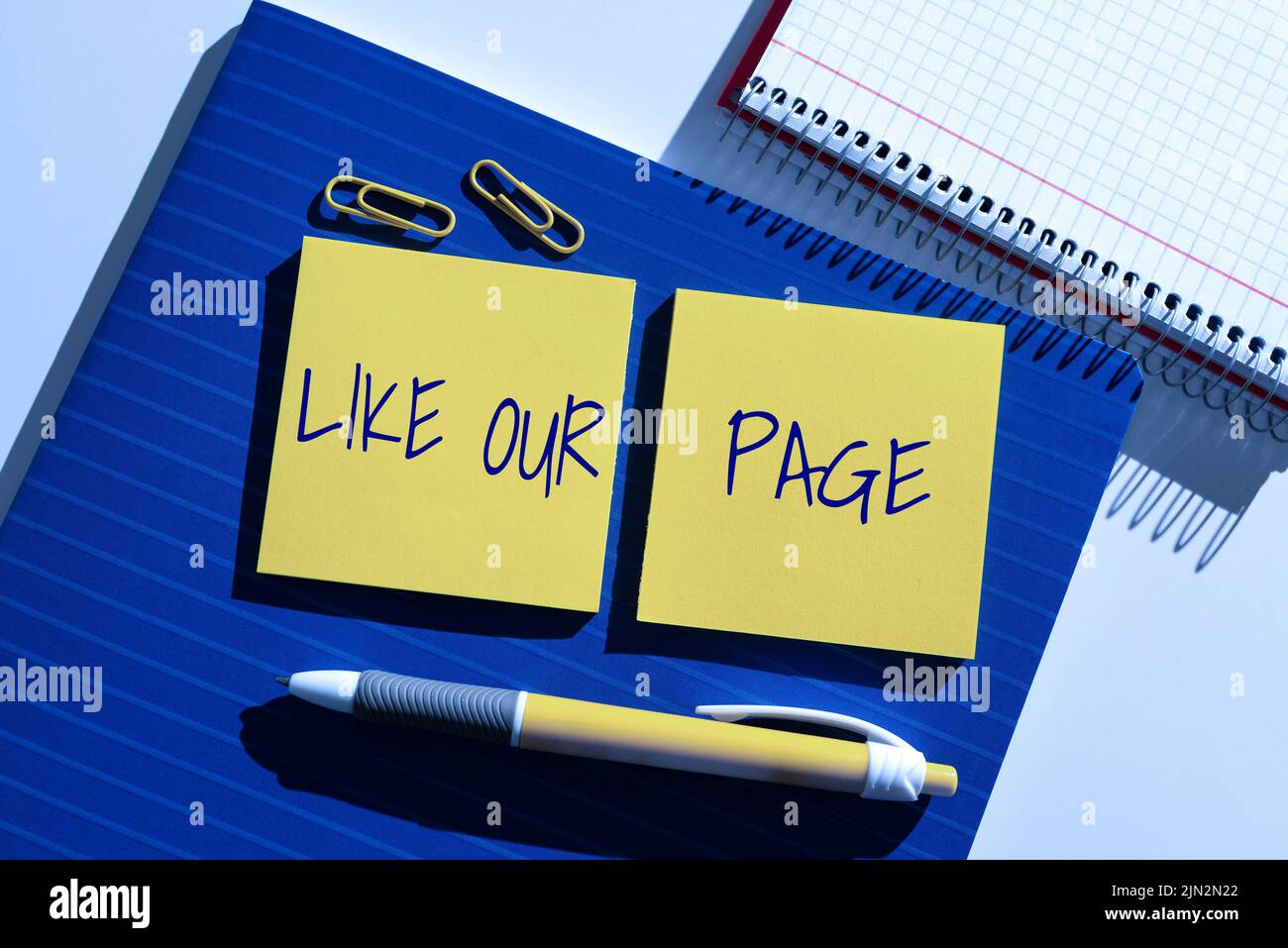 Conceptual caption Like Our Page. Internet Concept Follow us on the ...