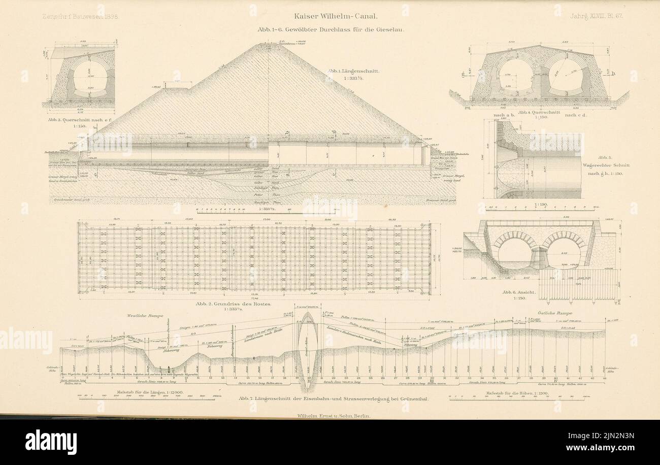 Kaiser-Wilhelm-Canal (North Ostsee Canal). Püchter for the Gieselau: View, floor plan, average 1 ...