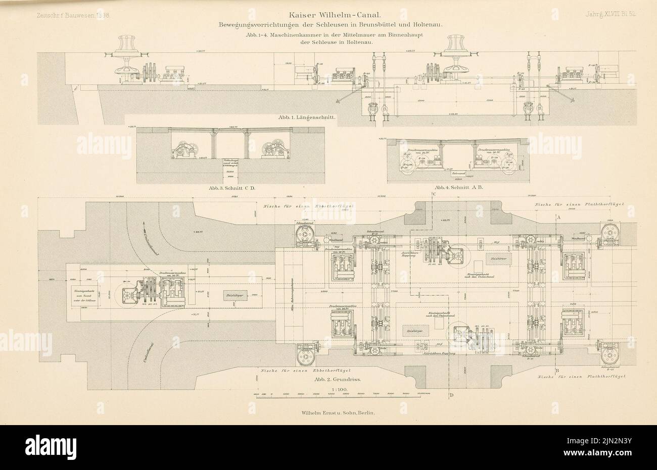 Kaiser-Wilhelm-Canal (North Ostsee Canal). Schleuse, Brunsbüttel and Holtenau: Maschinenkammer ...