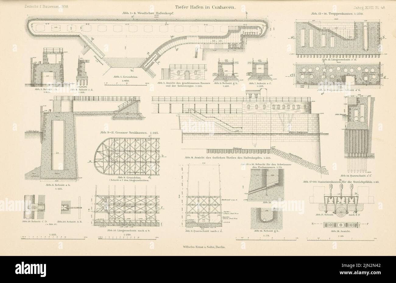 Deep port, Cuxhaven: views, floor plans, cuts, details 1: 22, 1: 250, 1 ...