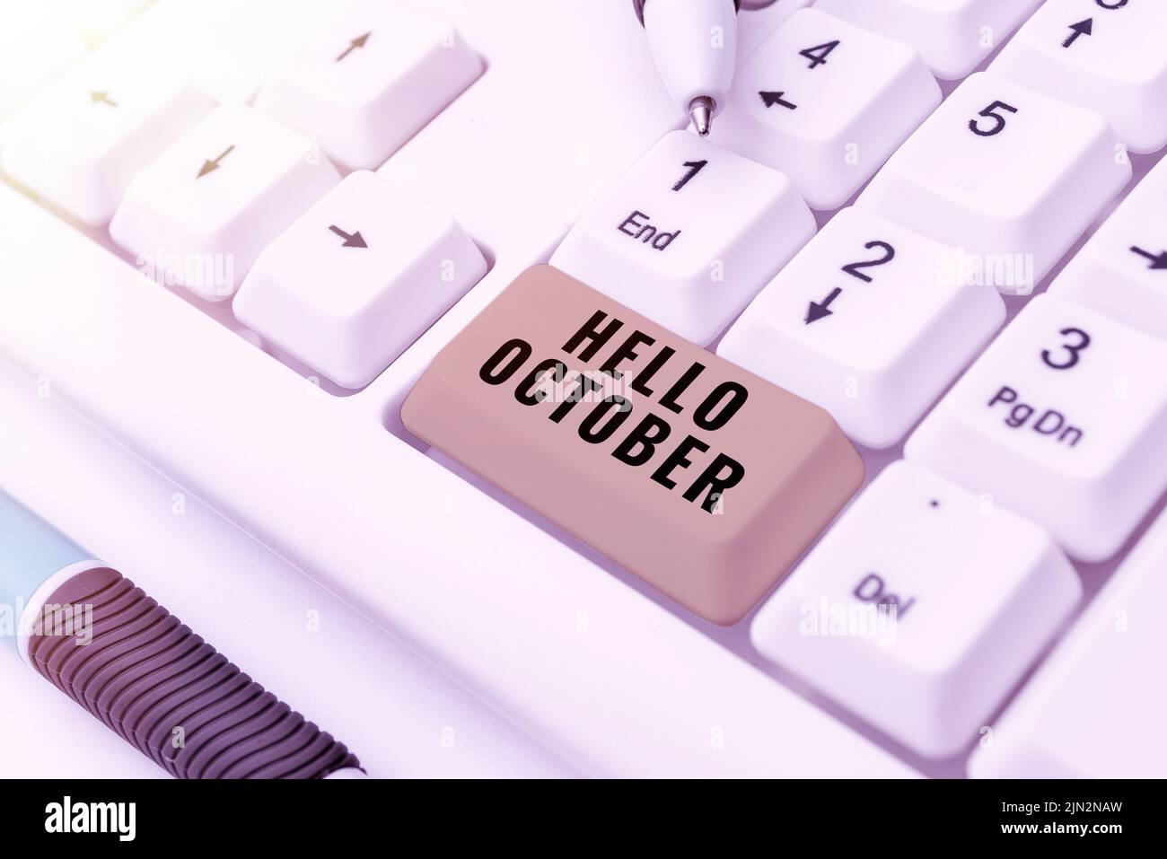 Text caption presenting Hello October. Conceptual photo Last Quarter ...