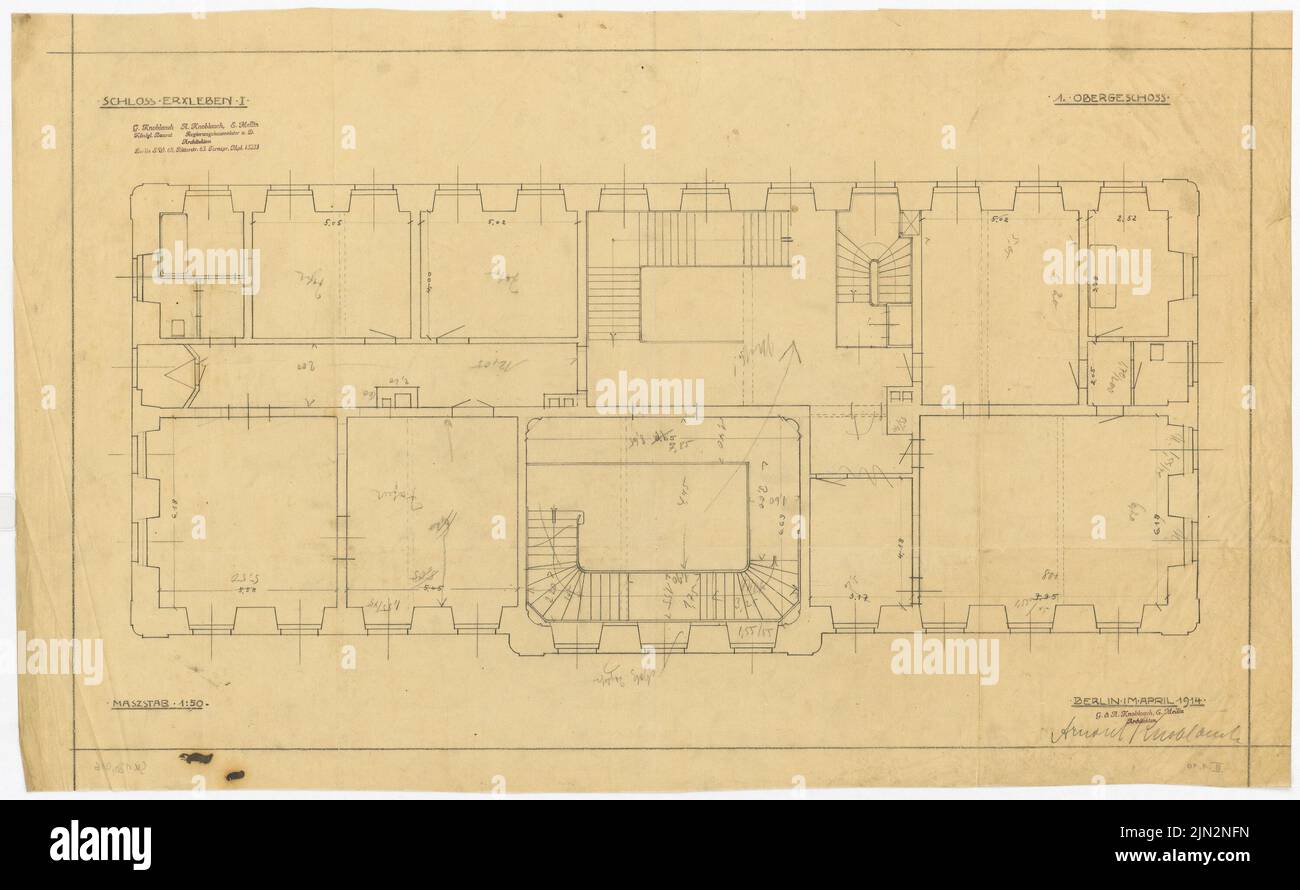 Erxleben Castle. Conversion I: floor plan OG 1:50 Stock Photo - Alamy