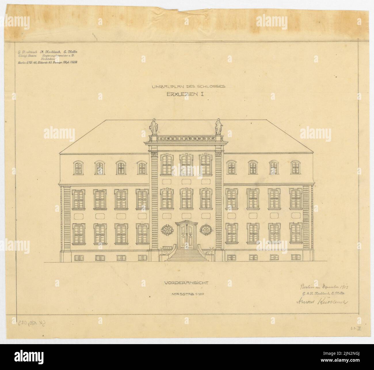 Erxleben Castle. Conversion I: front view 1: 100 Stock Photo - Alamy