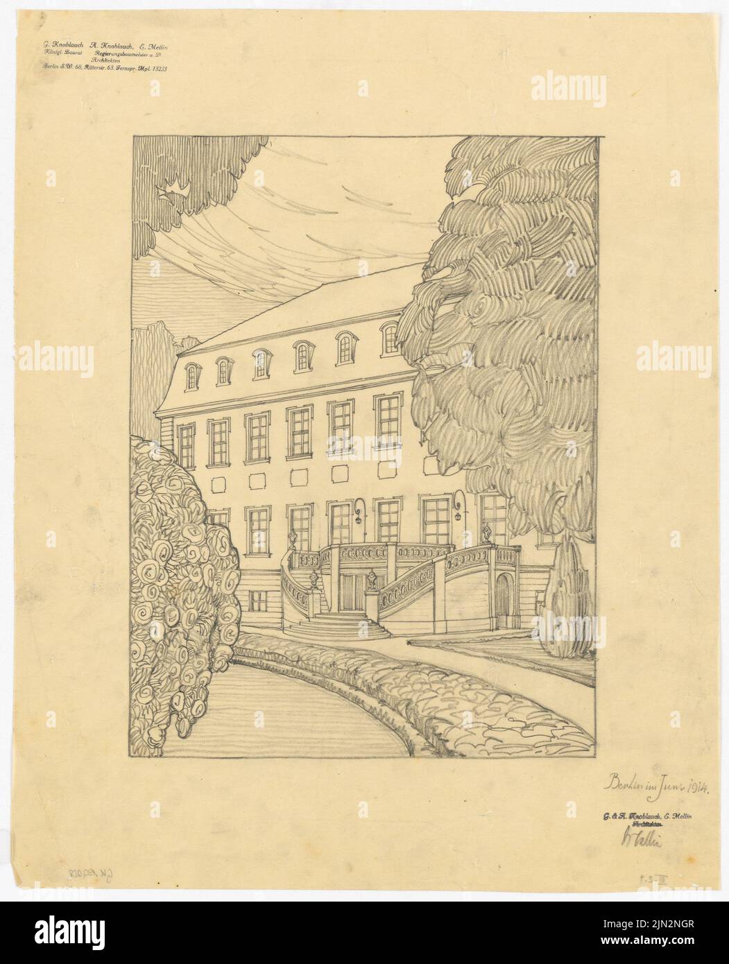 Erxleben Castle. Conversion I: Perspective view of the garden side ...