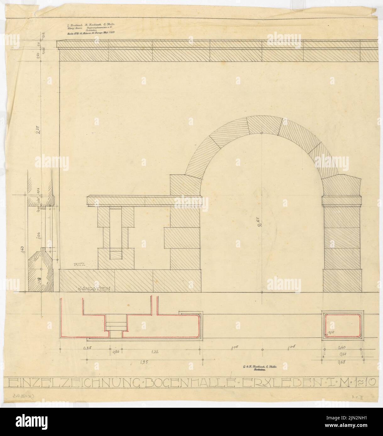 Erxleben Castle. Conversion I: Detail of the arch hall 1:10 Stock Photo ...