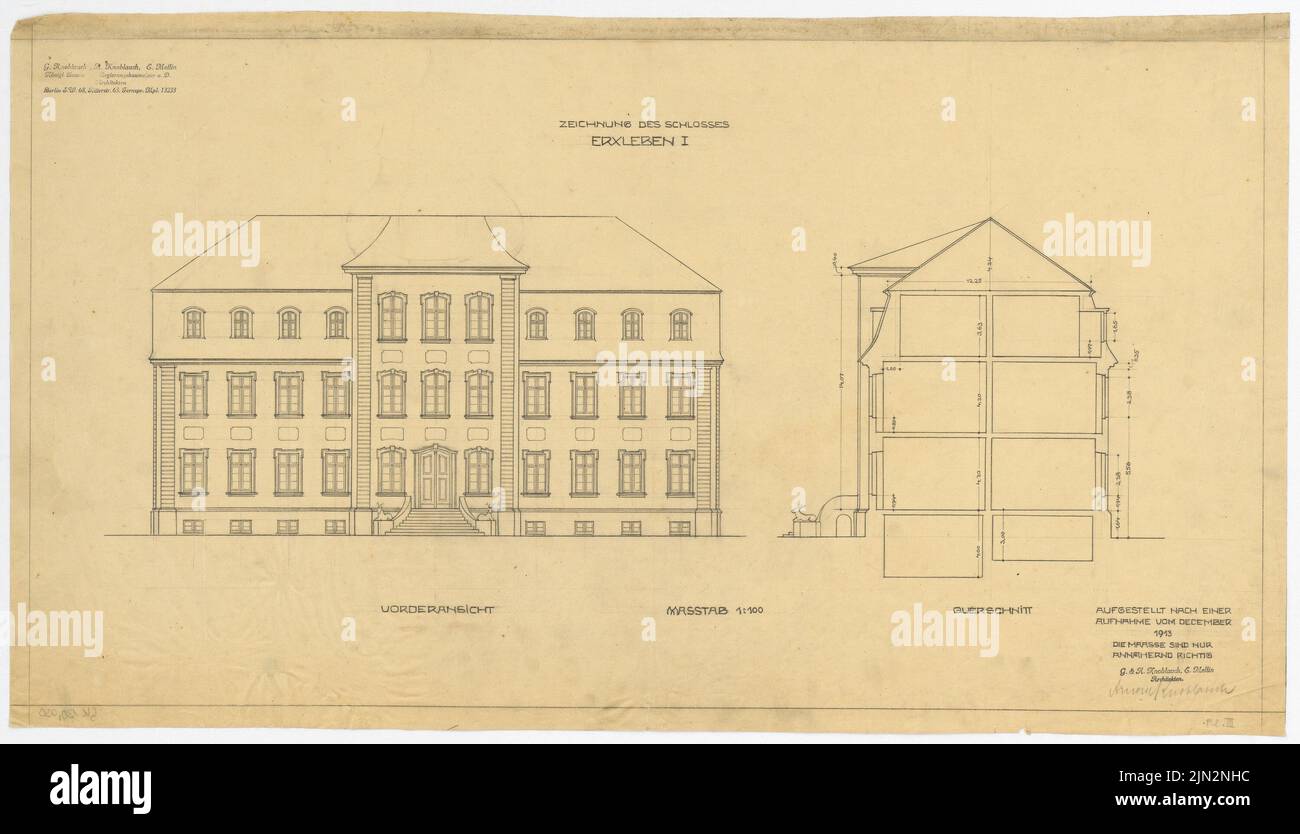 Erxleben Castle. Conversion I: front view and cross -section 1: 100 ...