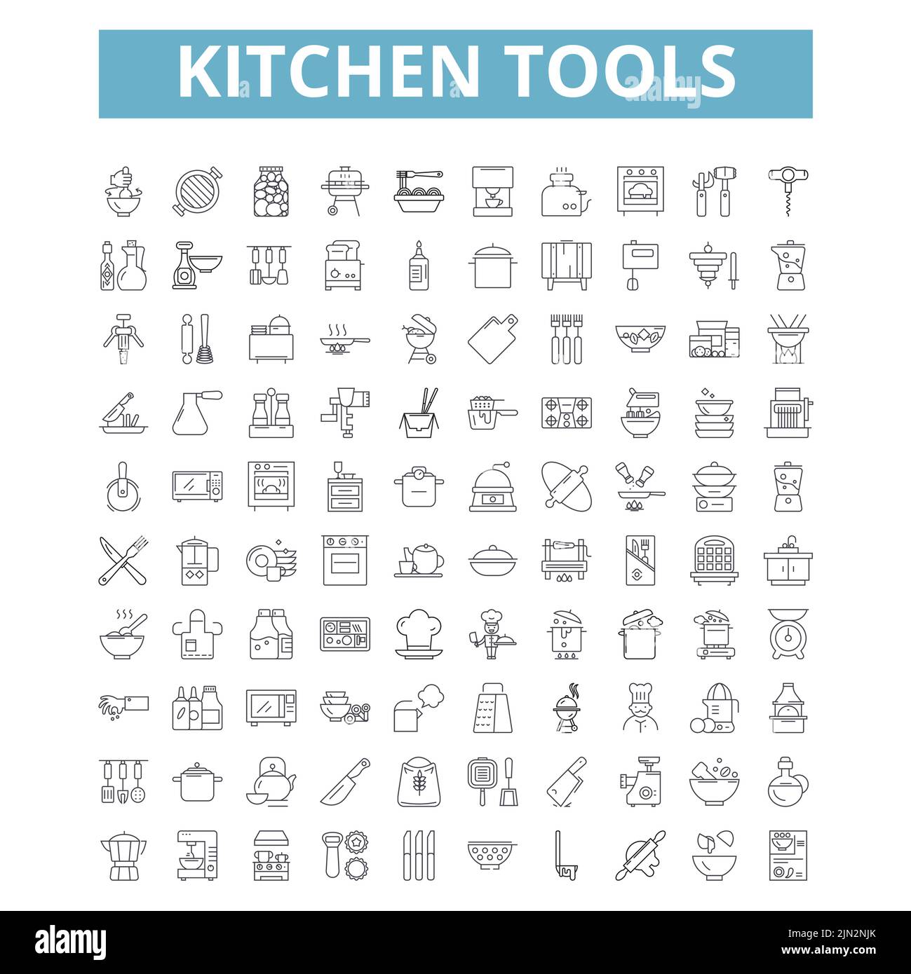 Kitchen tools icons, line symbols, web signs, vector set, isolated ...