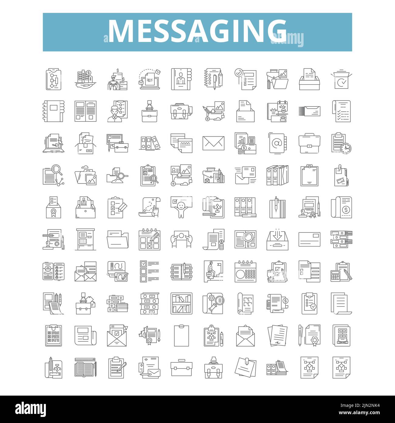 Messaging concept icons, line symbols, web signs, vector set, isolated ...