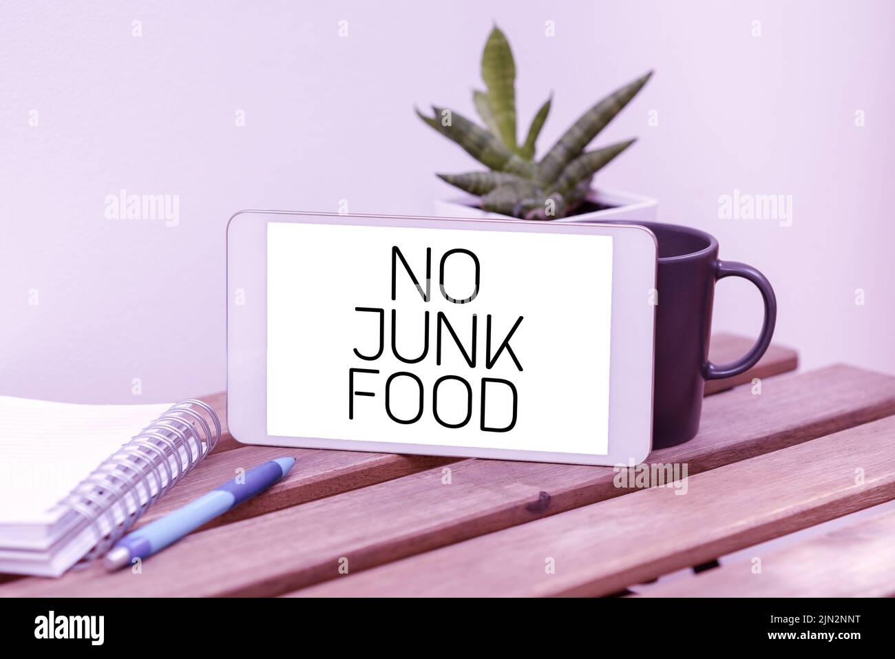 Conceptual display No Junk Food. Internet Concept Stop eating unhealthy ...