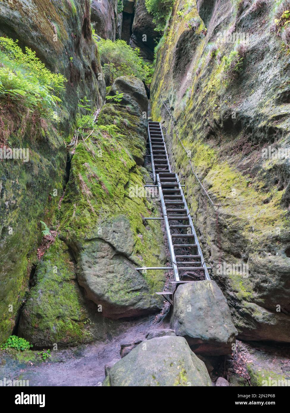 View metal stairs of the Staircase or Heilige Stiege, the view leads to ...