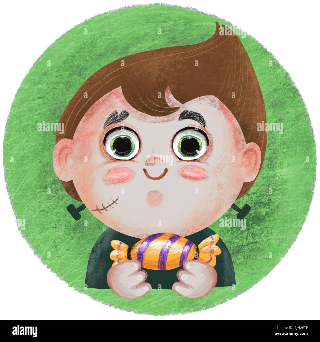 Portrait of a happy cute little kid boy in a monster costume looking ...