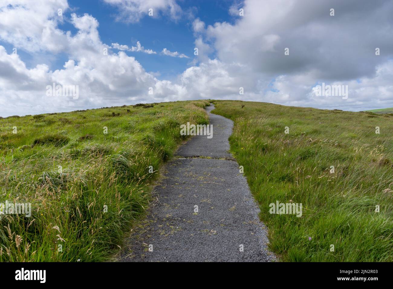 landscape view of hiking trail leading through the meadows and hills of ...