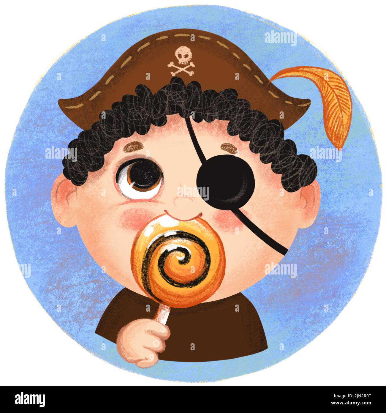 Portrait of a happy cute little kid boy in a pirate costume looking ...