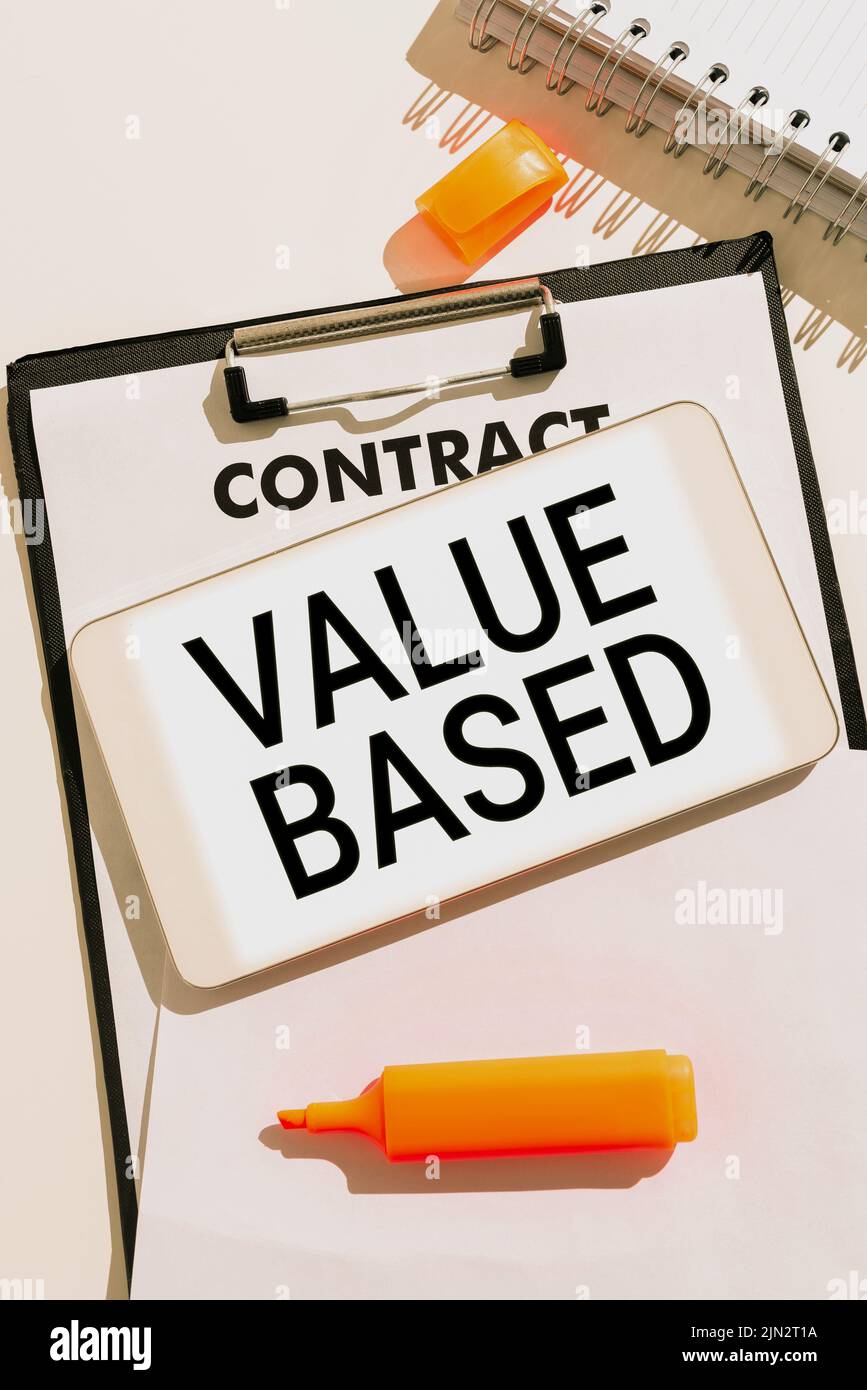 Text showing inspiration Value Based. Business idea Considering the ...