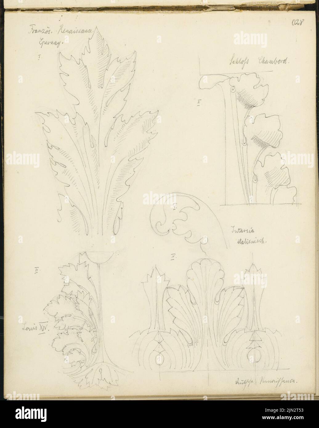 Sketchbook 3: Ornament studies, I. French Renaissance Epernay, II ...