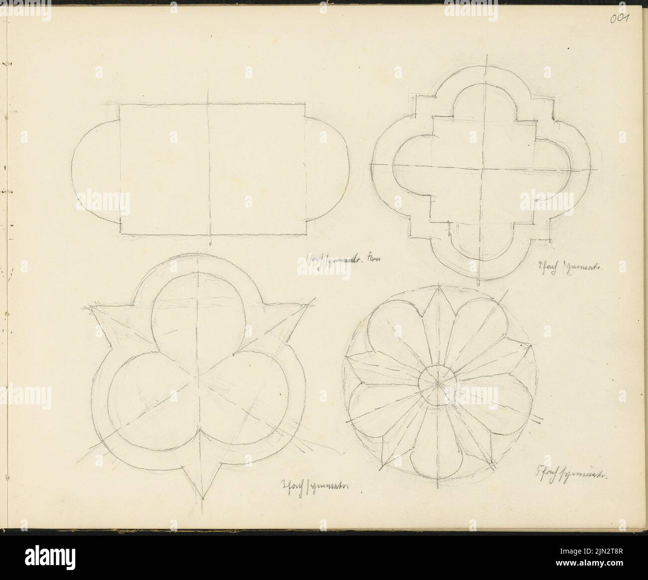 Sketchbook 4: Ornament and architectural studies, simply segments shape ...