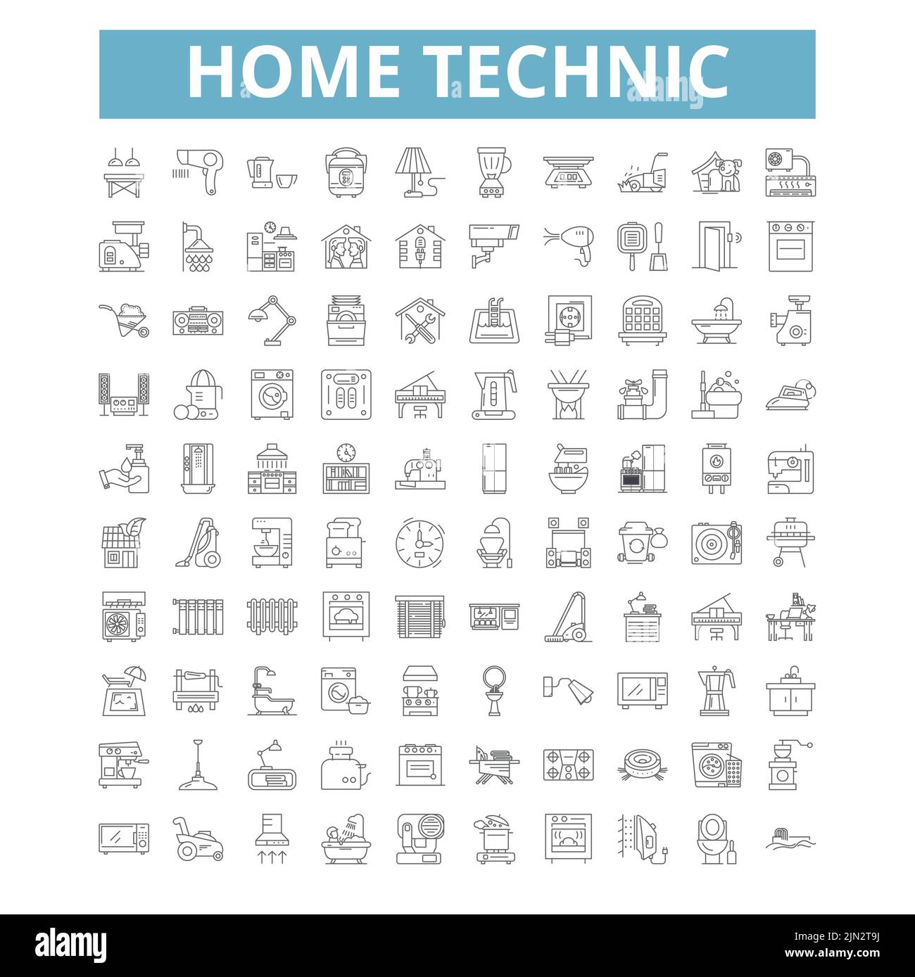Home technic icons, line symbols, web signs, vector set, isolated ...
