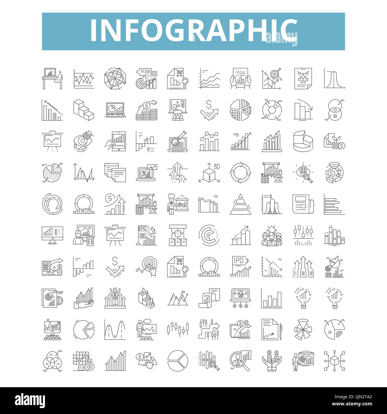 Infographics icons, line symbols, web signs, vector set, isolated ...