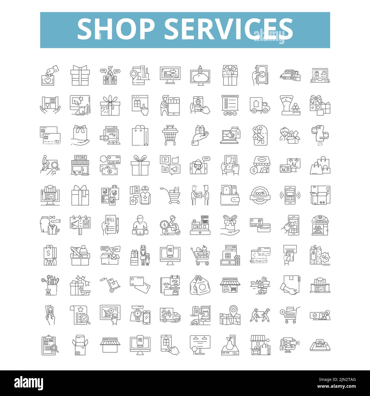 Shop services icons, line symbols, web signs, vector set, isolated ...