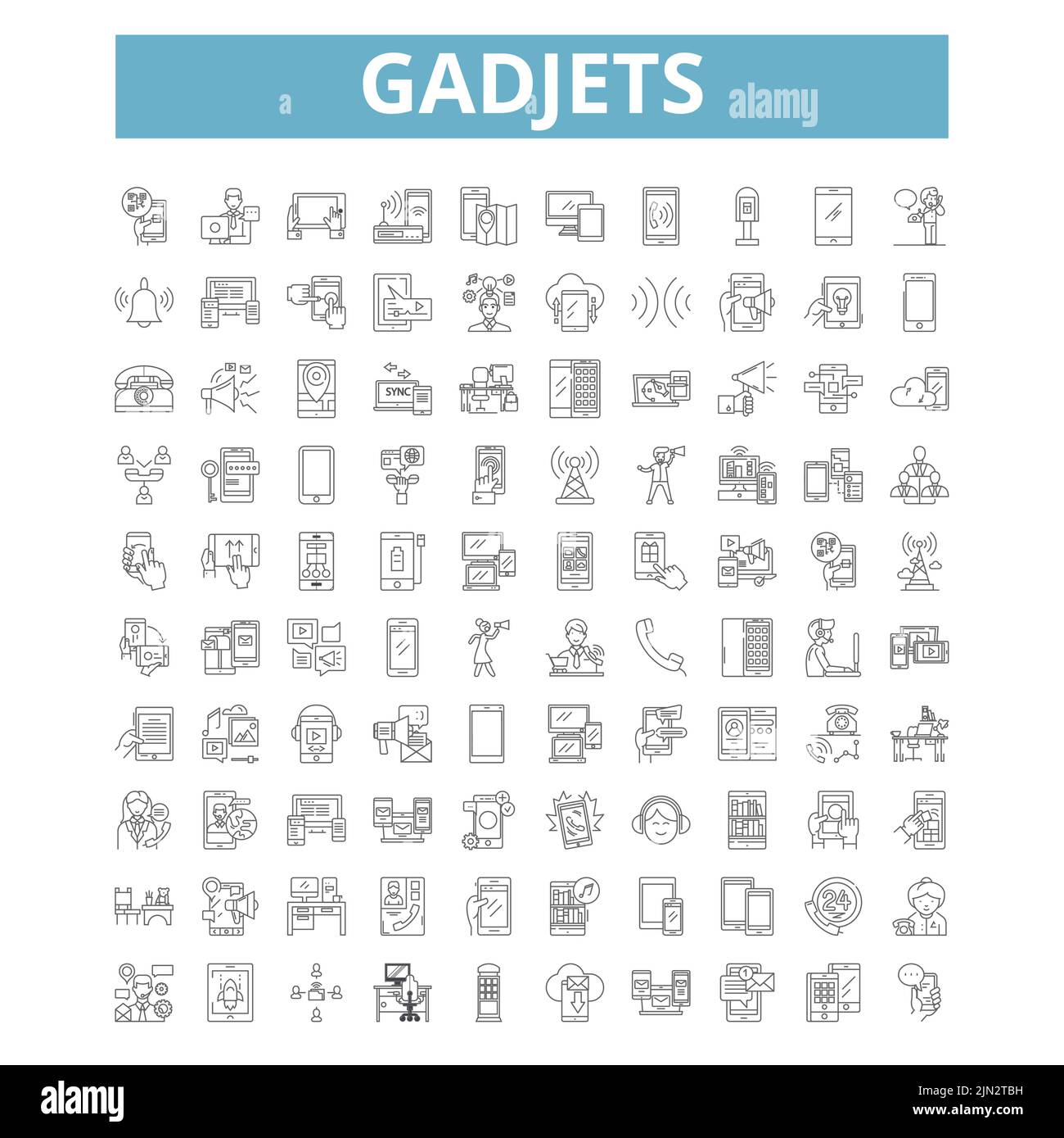 Gadjets icons, line symbols, web signs, vector set, isolated ...