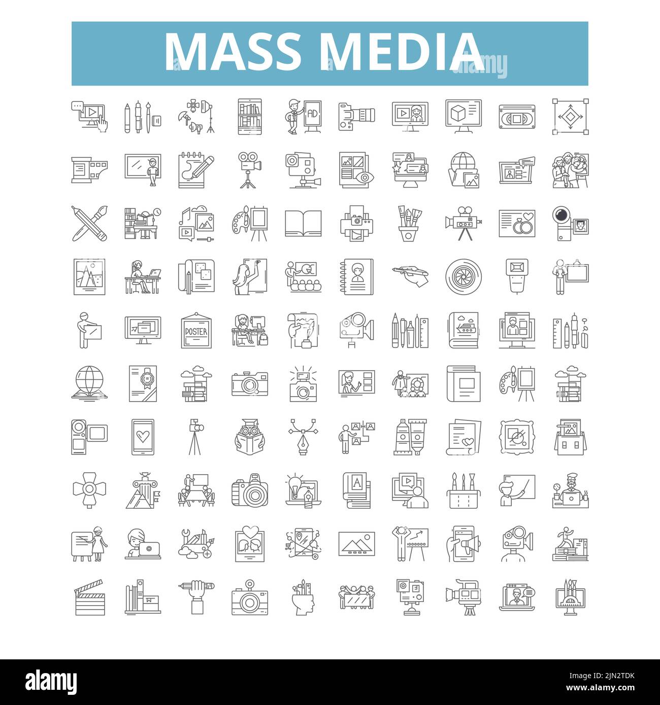 Mass media icons, line symbols, web signs, vector set, isolated illustration Stock Vector Image ...
