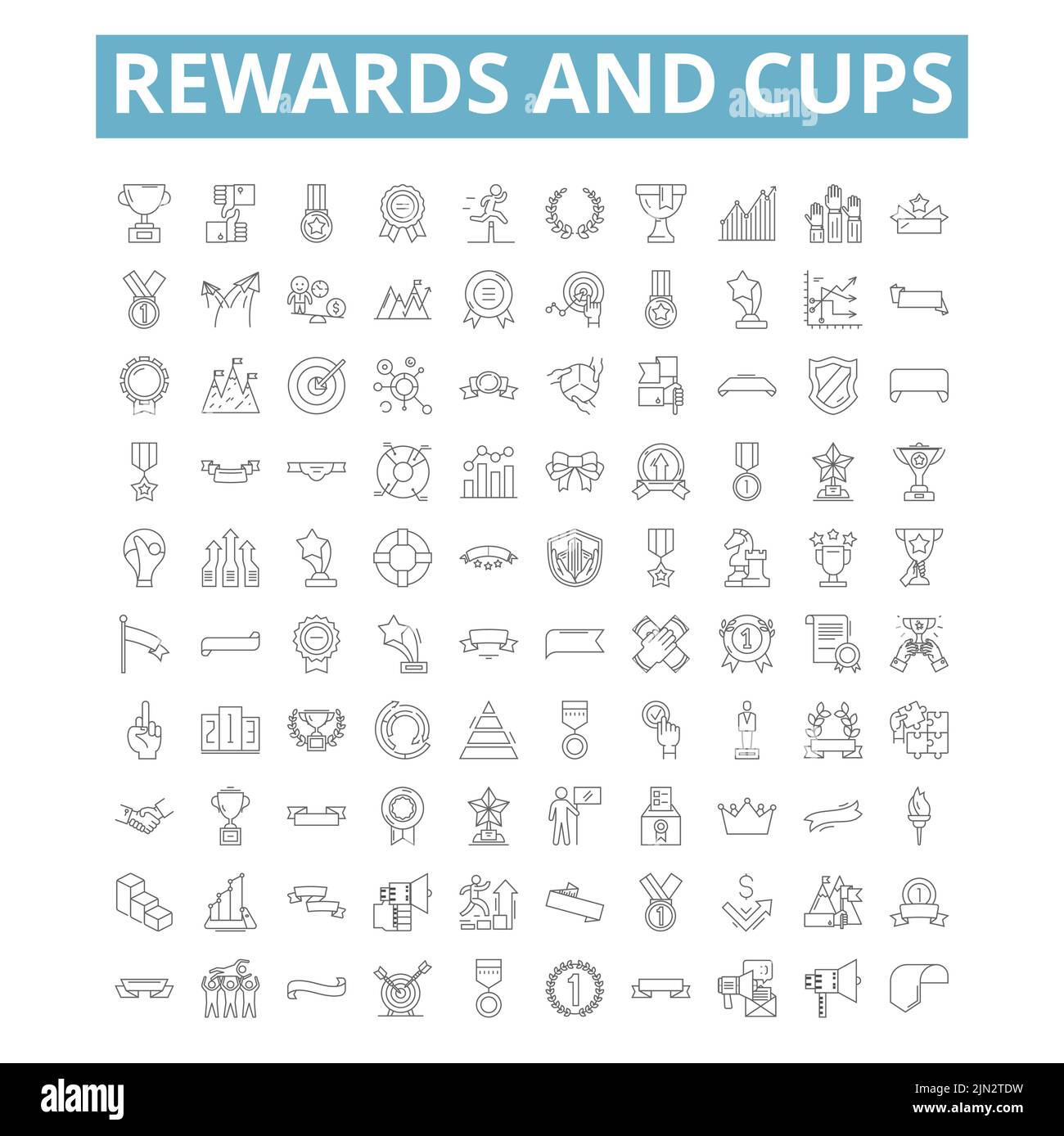 Rewards and cups icons, line symbols, web signs, vector set, isolated illustration Stock Vector ...