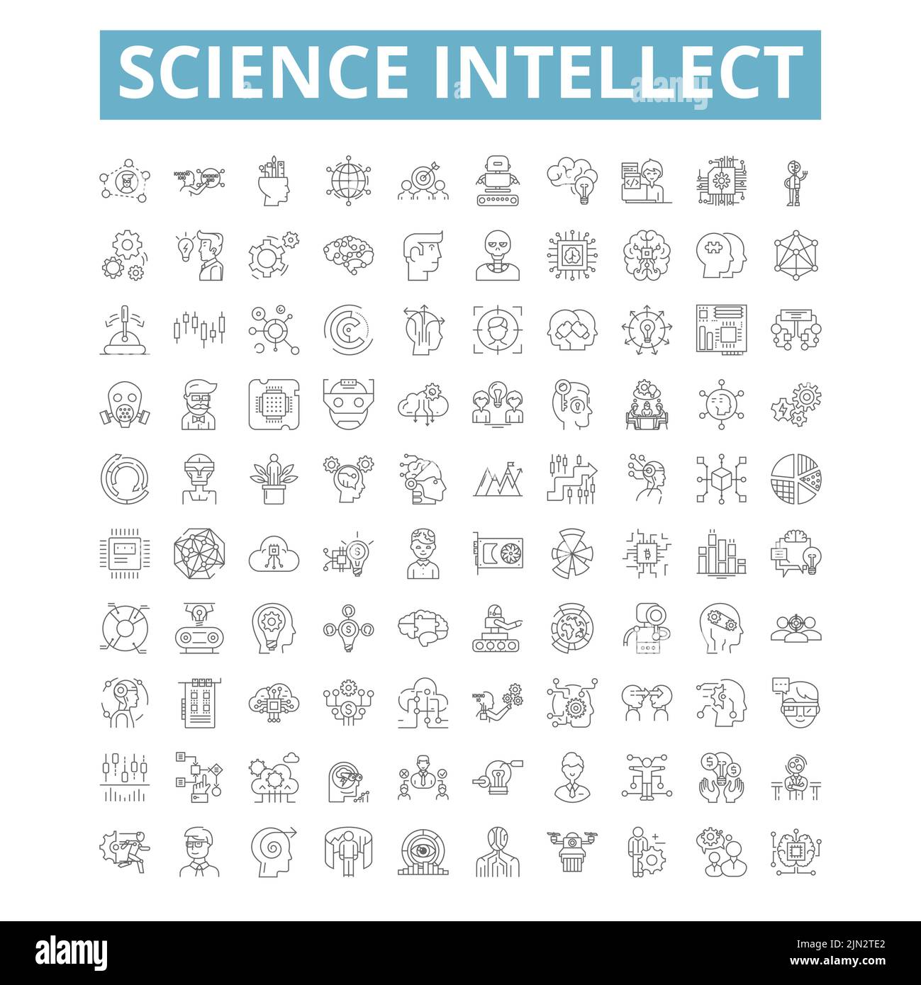 Science intellect icons, line symbols, web signs, vector set, isolated ...