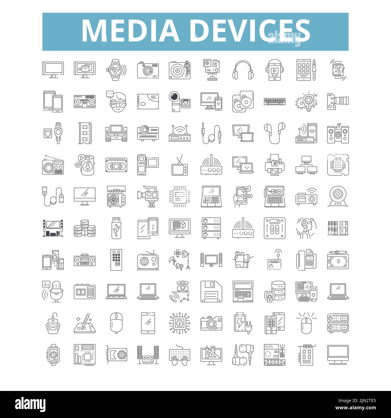 Media devices icons, line symbols, web signs, vector set, isolated illustration Stock Vector ...
