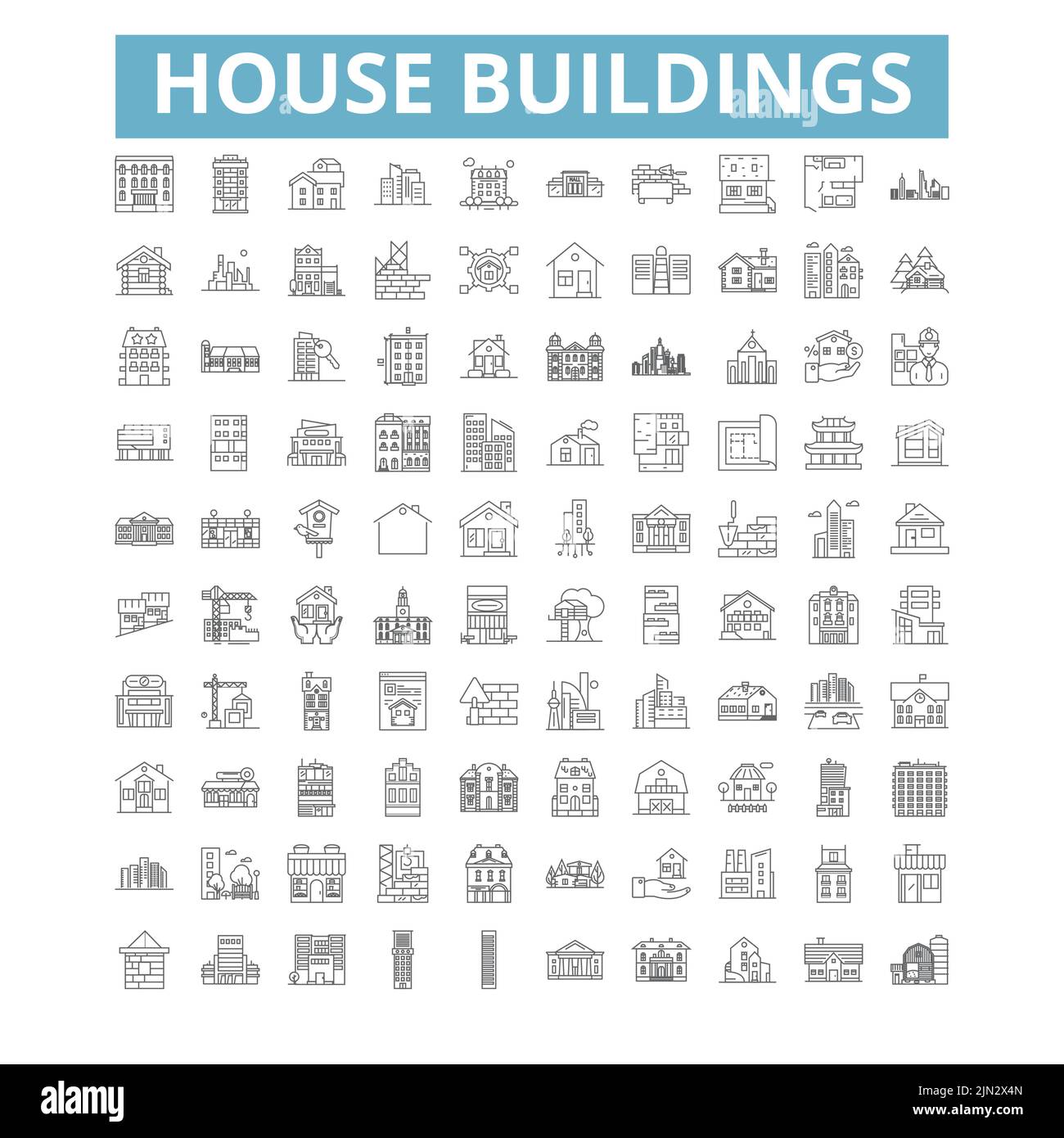House building icons, line symbols, web signs, vector set, isolated ...