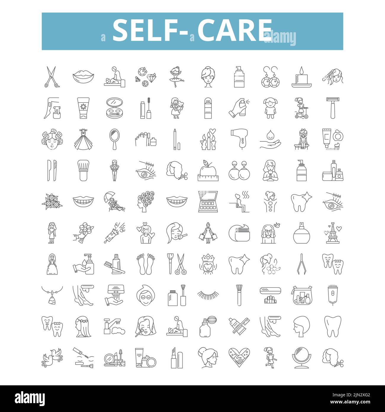 Self-care icons, line symbols, web signs, vector set, isolated ... Self-care icons, line symbols, web signs, vector set, isolated ...