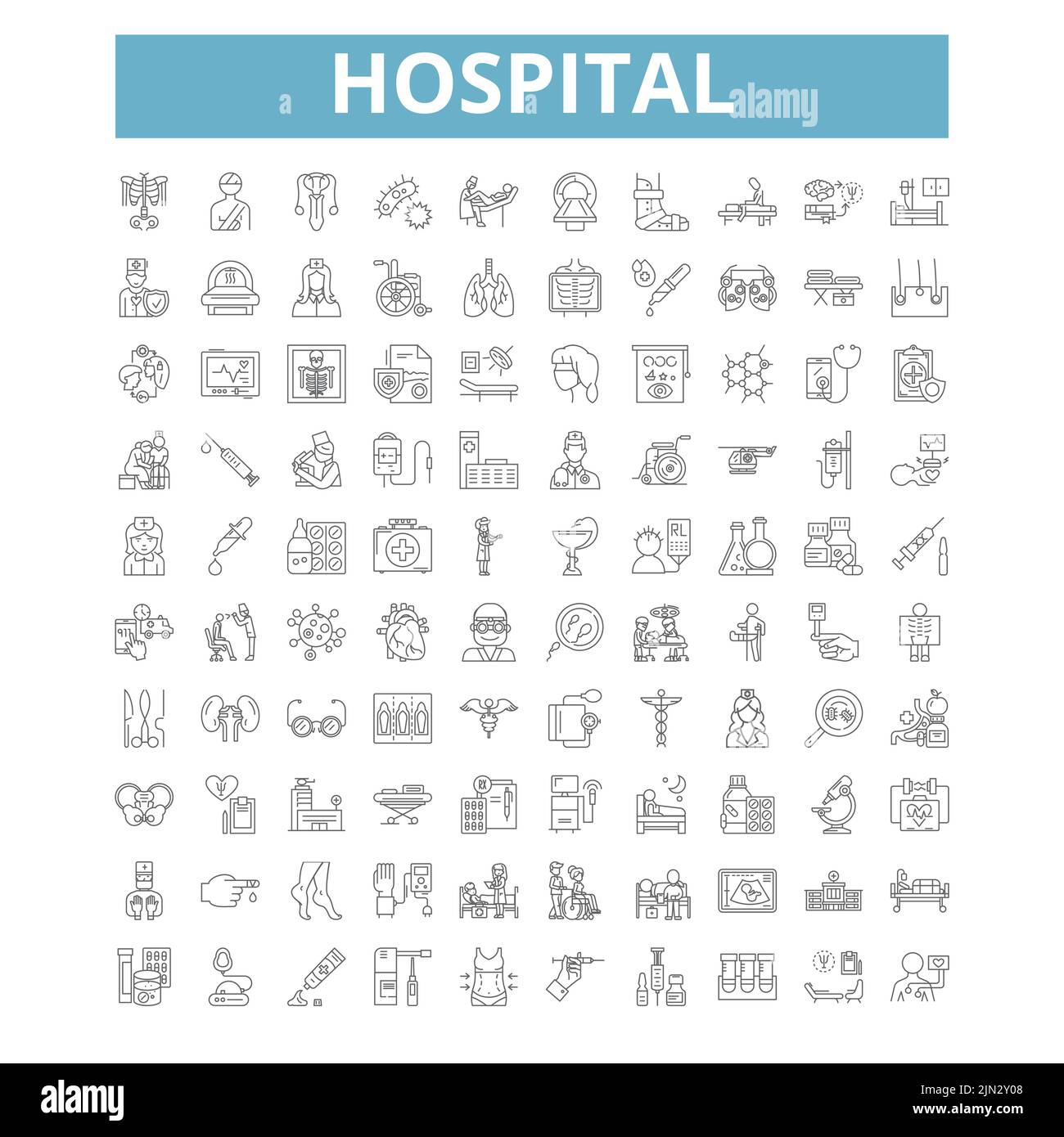 Hospital icons, line symbols, web signs, vector set, isolated ...