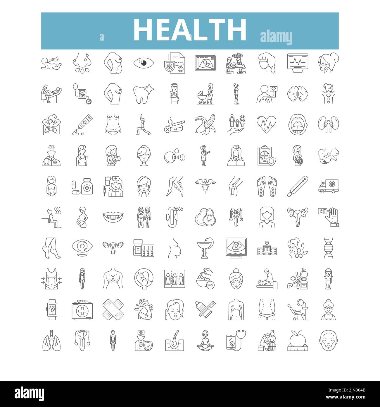Health icons, line symbols, web signs, vector set, isolated illustration Stock Vector Image ...
