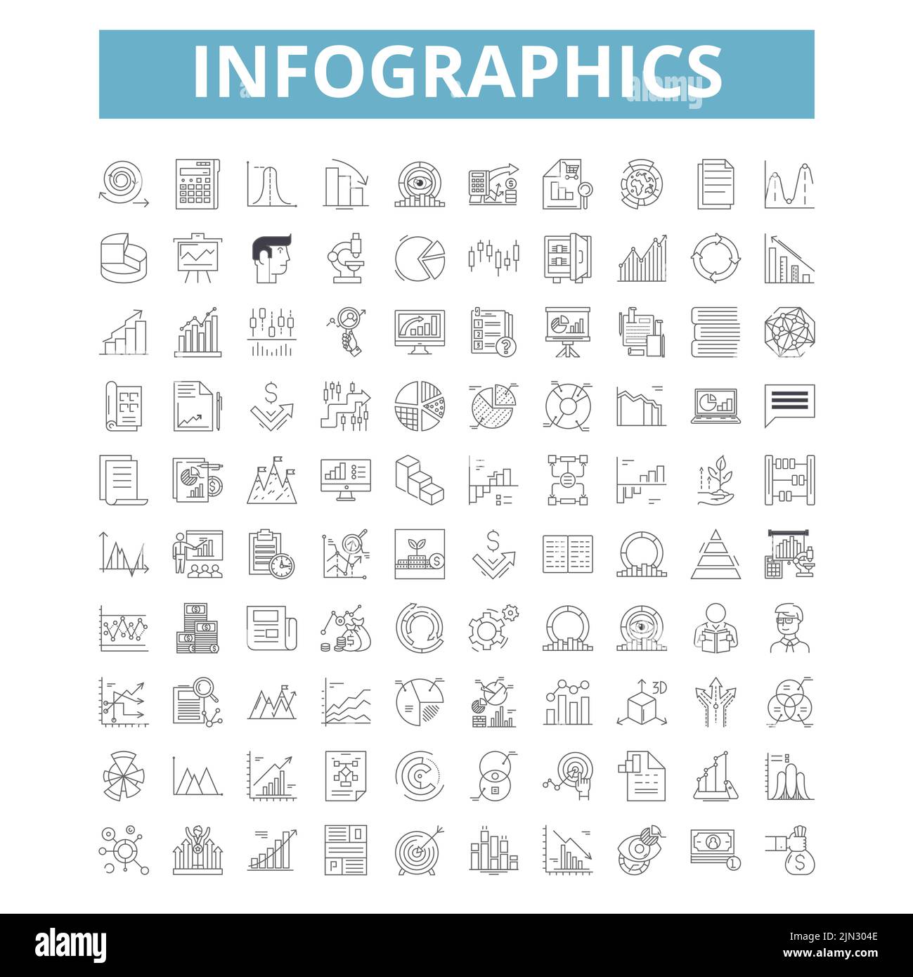 Infographics icons, line symbols, web signs, vector set, isolated ...