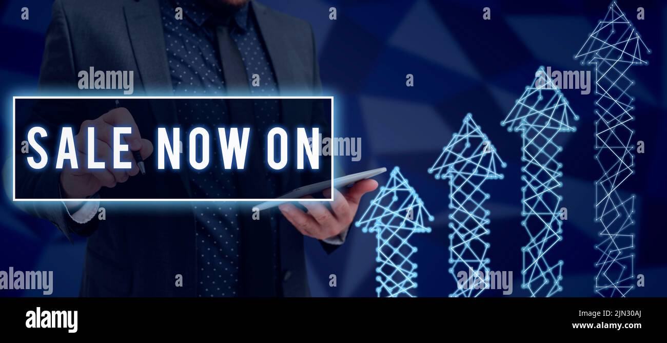 Conceptual caption Sale Now On. Conceptual photo Reduction of prices ...