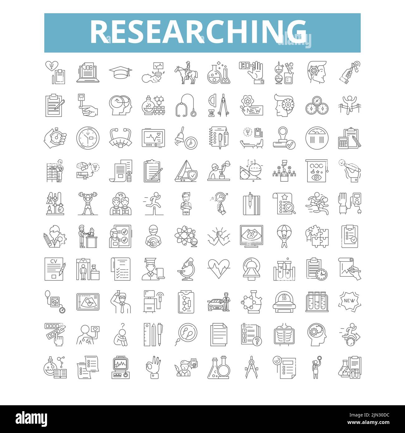 Researching icons, line symbols, web signs, vector set, isolated illustration Stock Vector Image ...