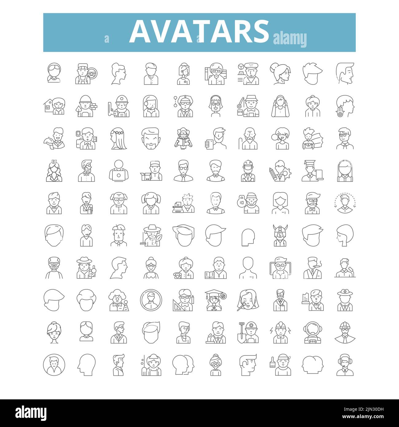 Avatars icons, line symbols, web signs, vector set, isolated illustration Stock Vector Image ...
