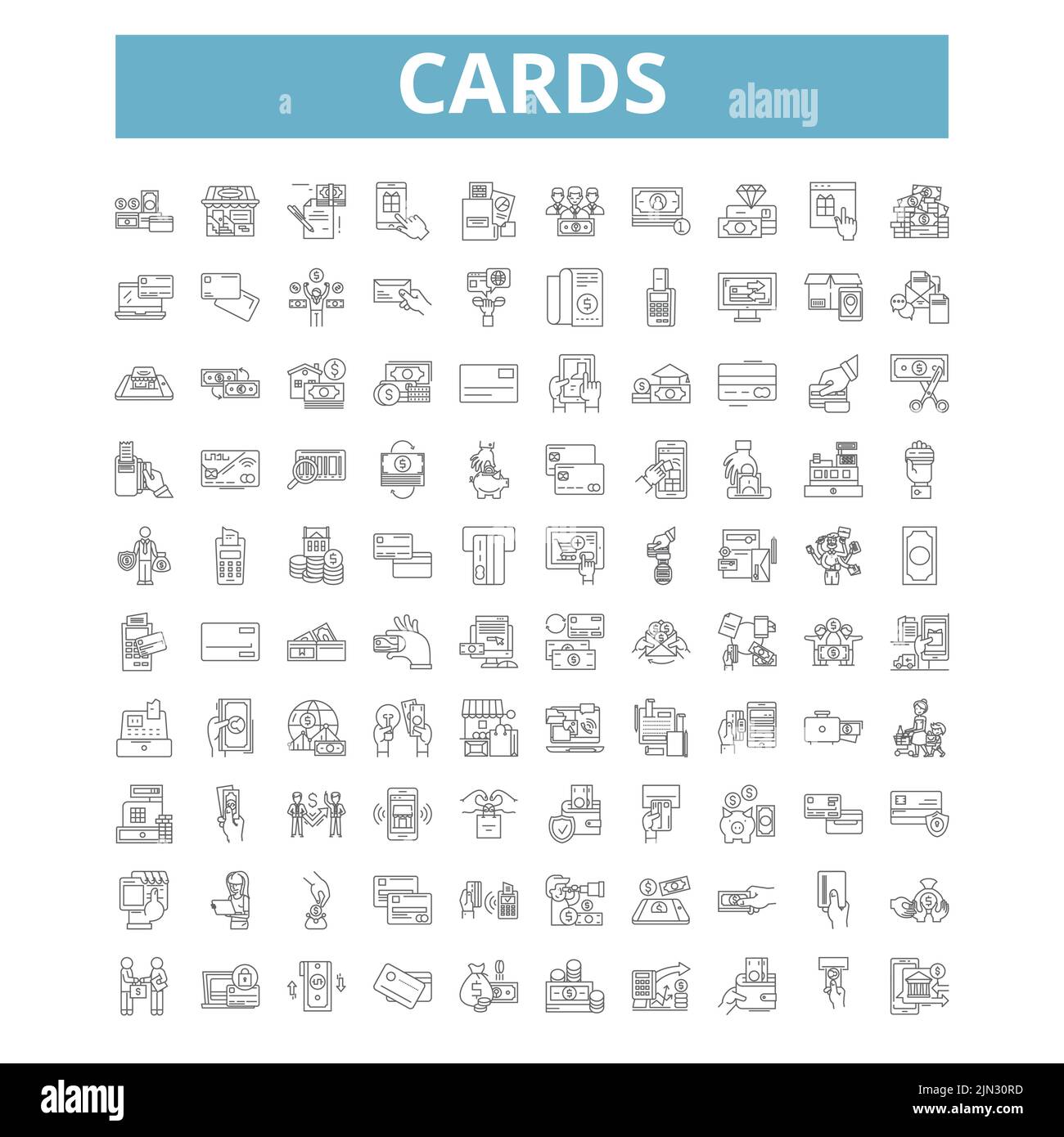Cards icons, line symbols, web signs, vector set, isolated illustration Stock Vector Image & Art ...
