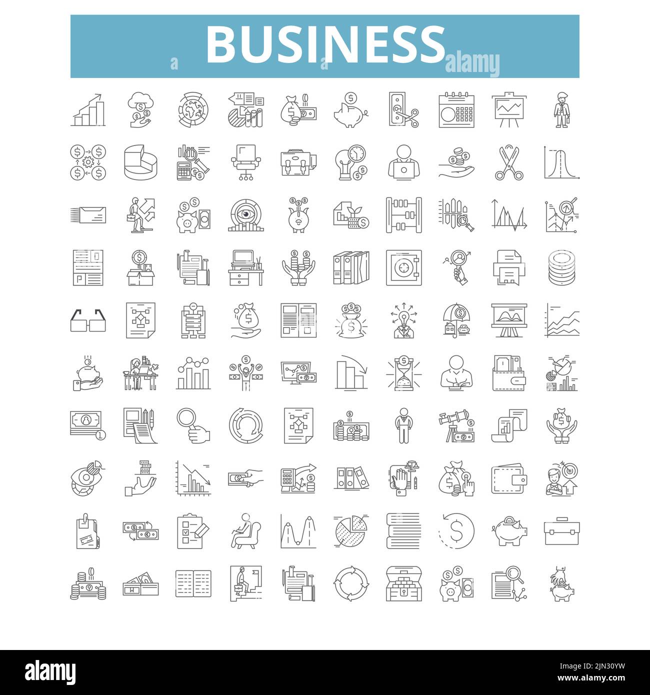 Business icons, line symbols, web signs, vector set, isolated ...