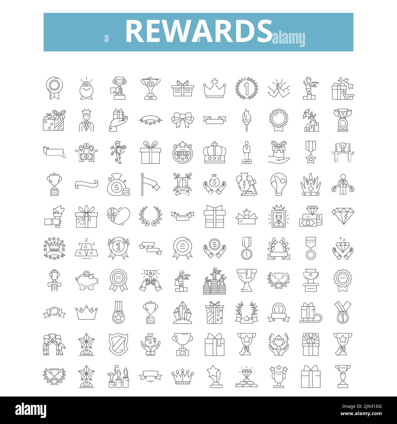 Rewards icons, line symbols, web signs, vector set, isolated illustration Stock Vector Image ...