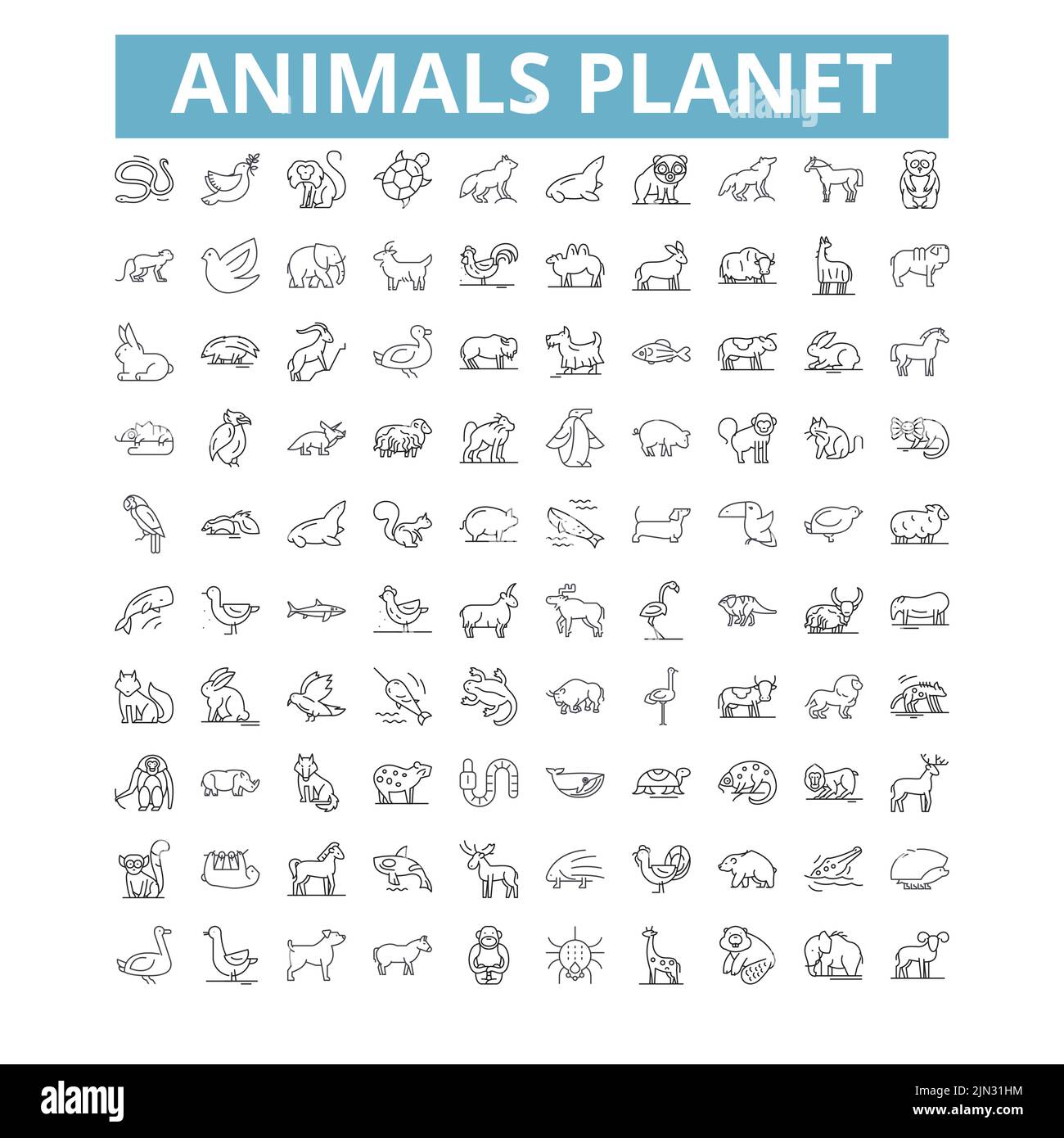 Animals planet icons, line symbols, web signs, vector set, isolated ...