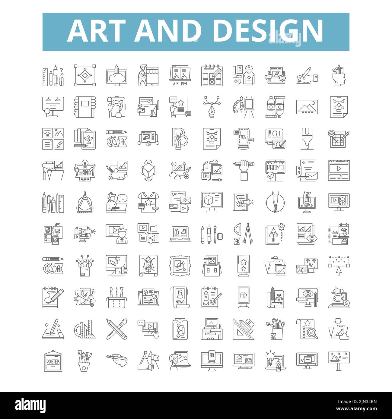 Art and design icons, line symbols, web signs, vector set, isolated illustration Stock Vector ...
