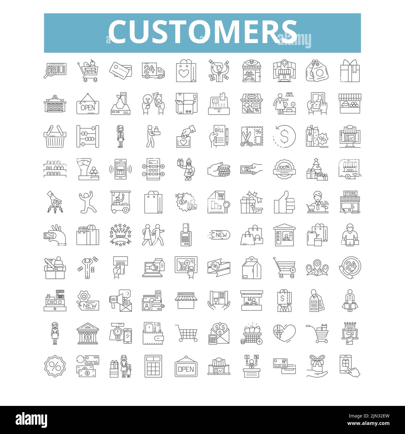 Customers icons, line symbols, web signs, vector set, isolated illustration Stock Vector Image ...